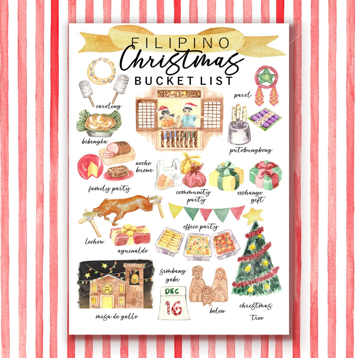 Filipino Christmas Bucket List Printable A3, A4, A5 - Etsy