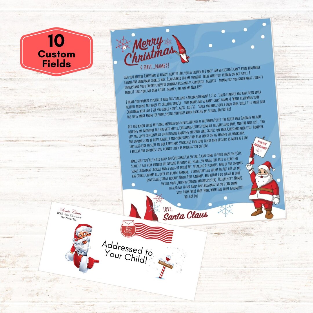 Personalized Christmas Letter From Santa Claus - 10 Custom Fields ...