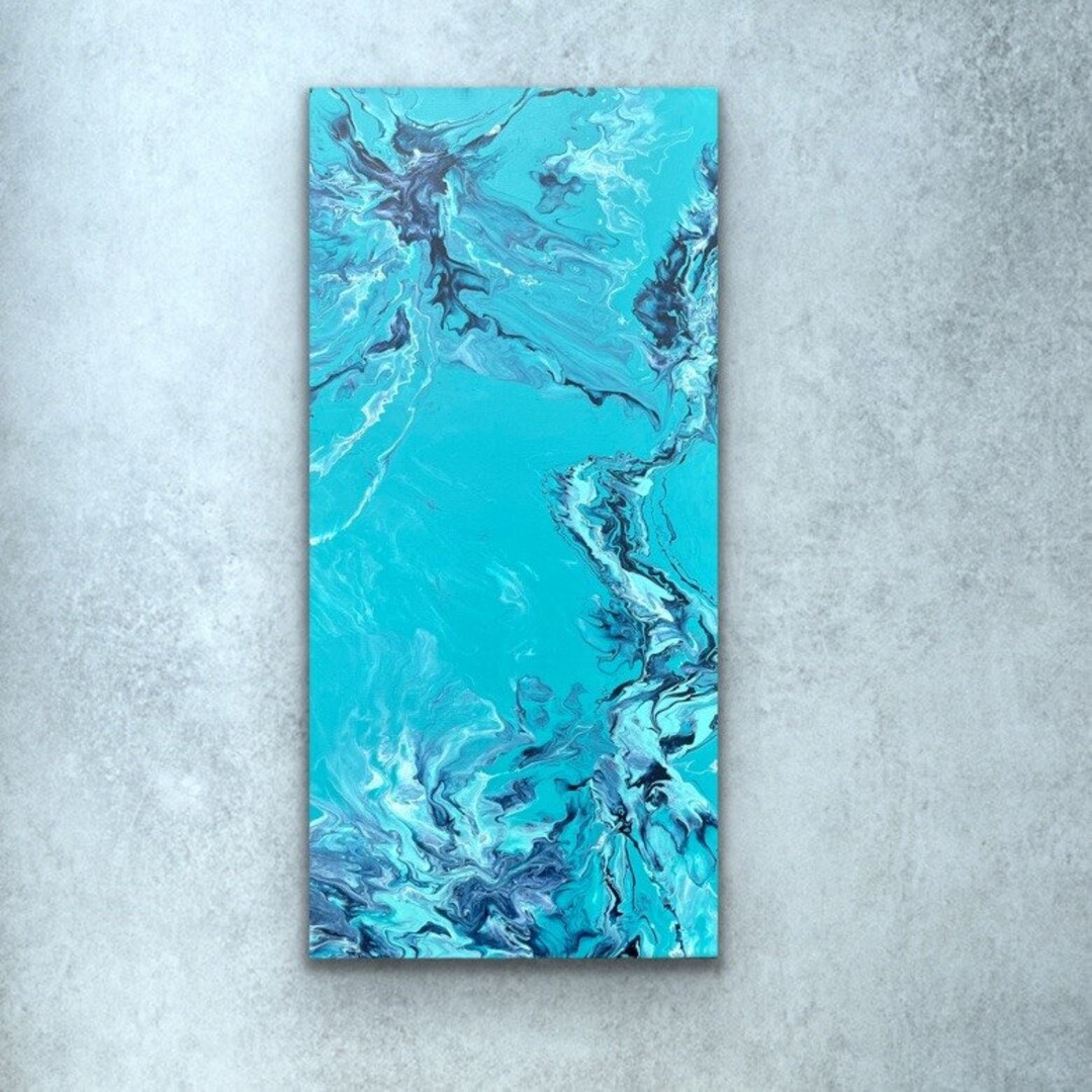 Shades of Blue Abstract Acrylic Canvas Painting 12 X - Etsy