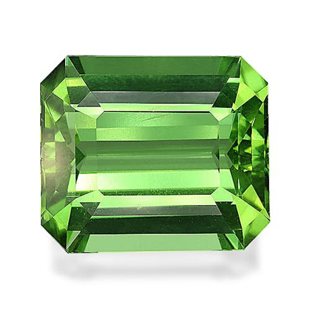 16.50 CT Marvelous Lime Green Rectangular Emerald Cut Unheated 100% ...
