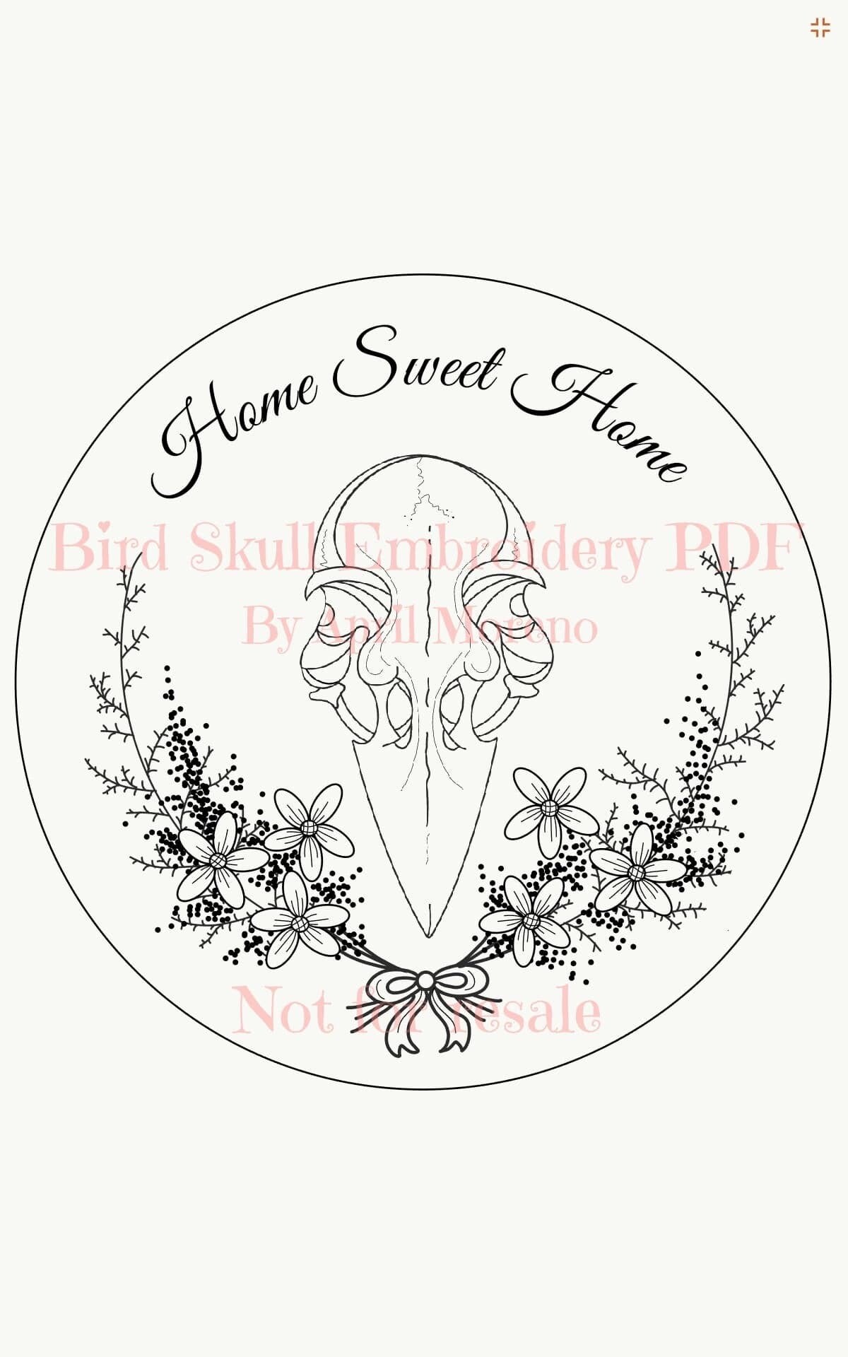 Home Sweet Home Bird Skull Embroidery Digital Download - Etsy