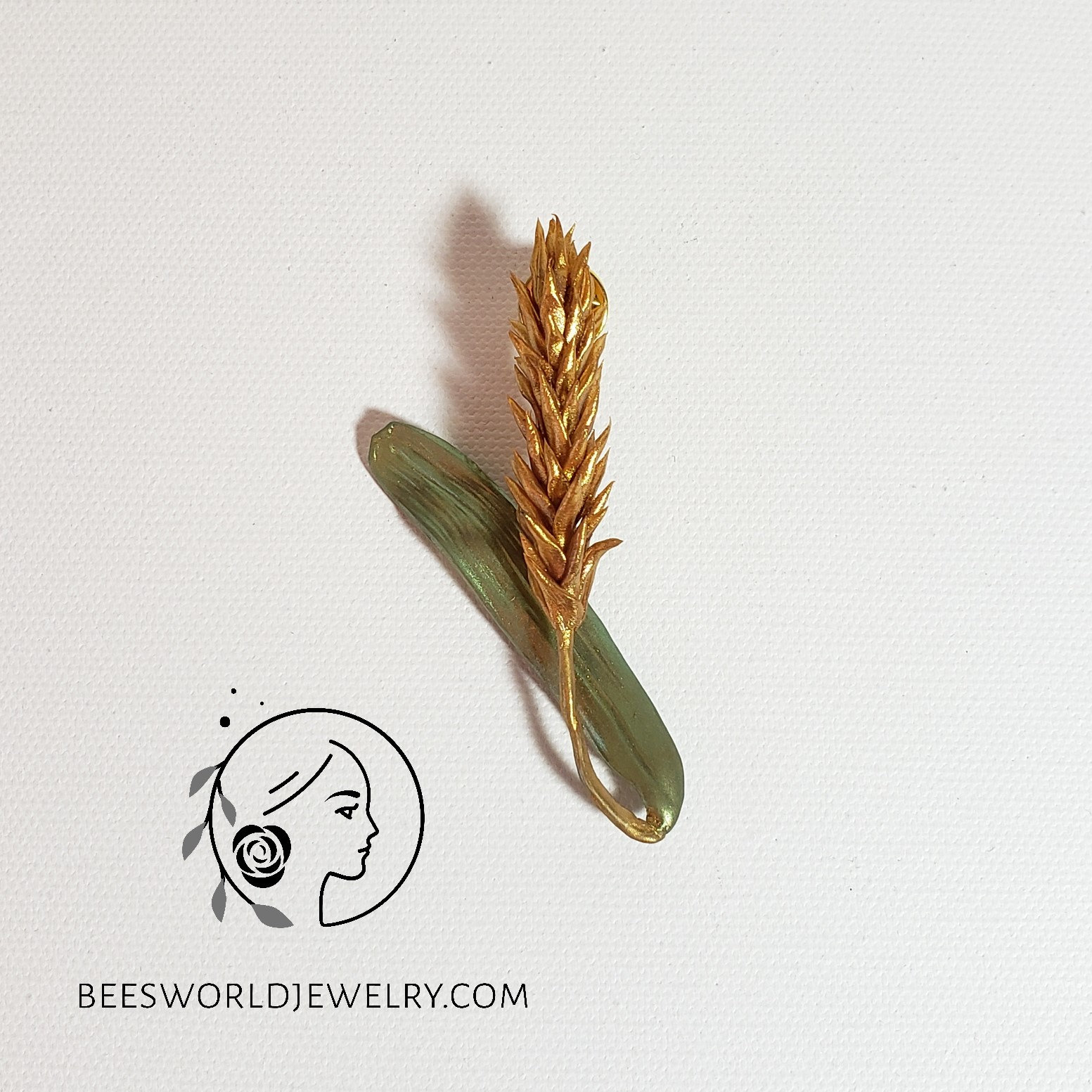 Wheat Brooch: Sculpted Polymer Clay Botanical Pin Handmade - Etsy
