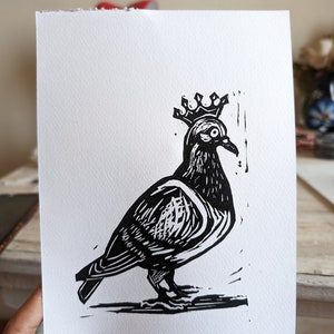 A Dignified Pigeon - Linocut Print - Etsy
