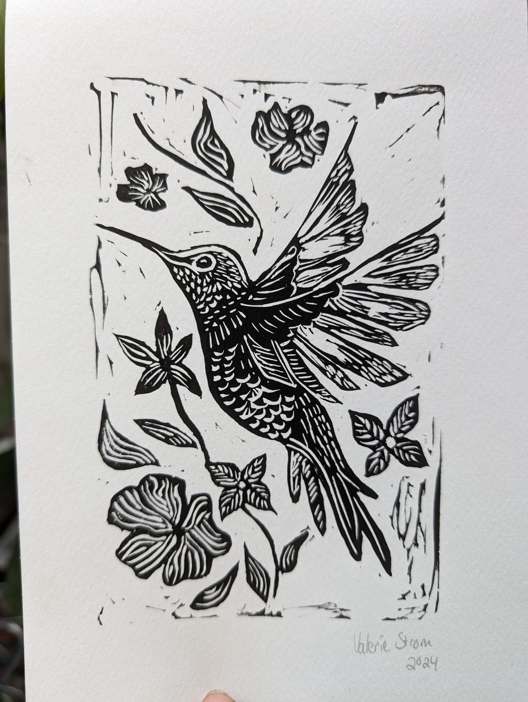 Colibri Colibri - Linocut Print - Etsy
