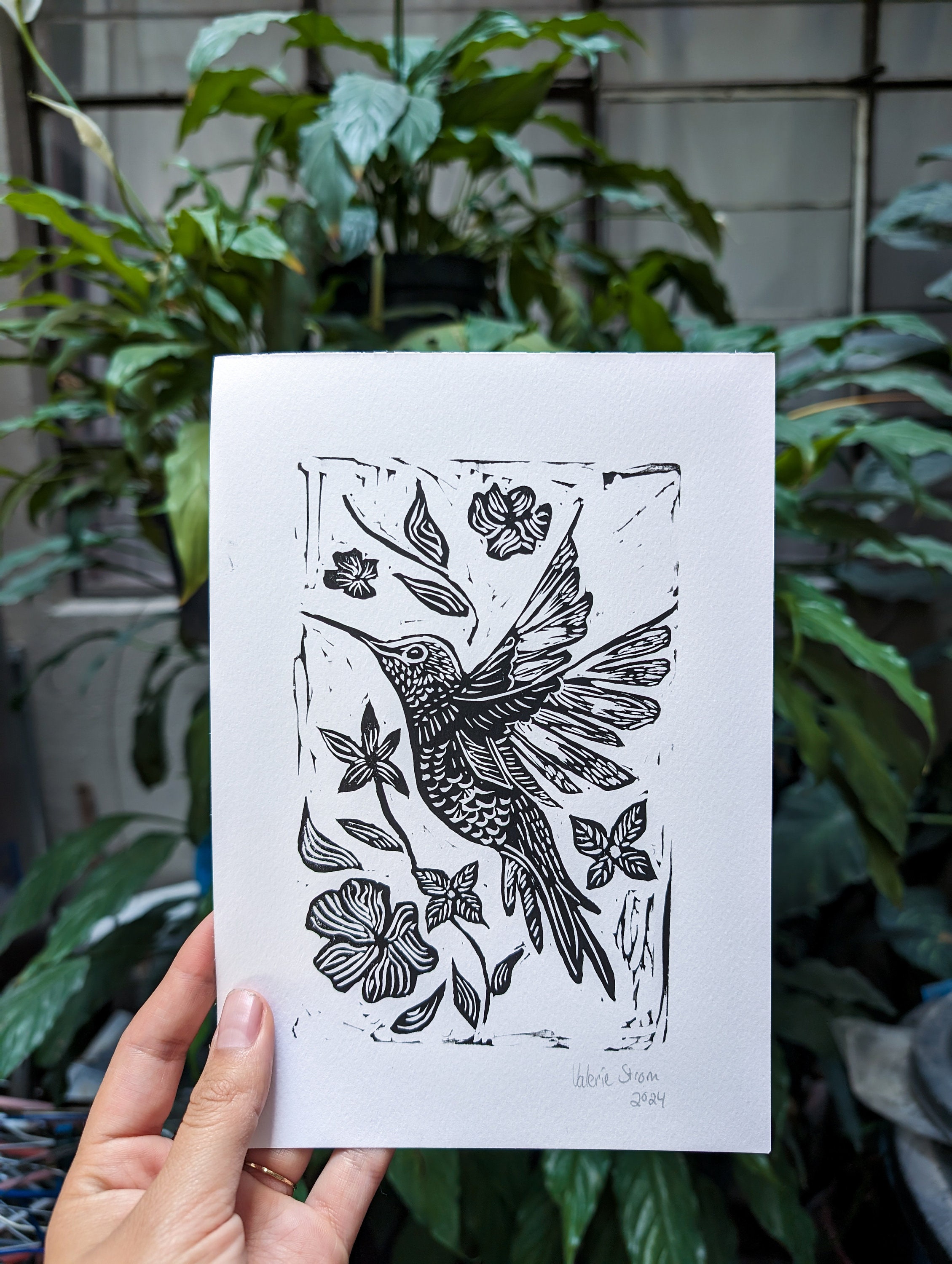 Colibri Colibri - Linocut Print - Etsy