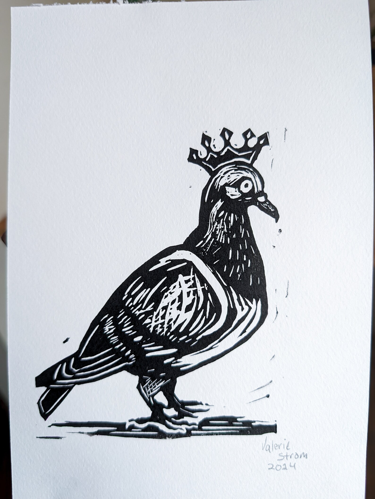 A Dignified Pigeon - Linocut Print - Etsy