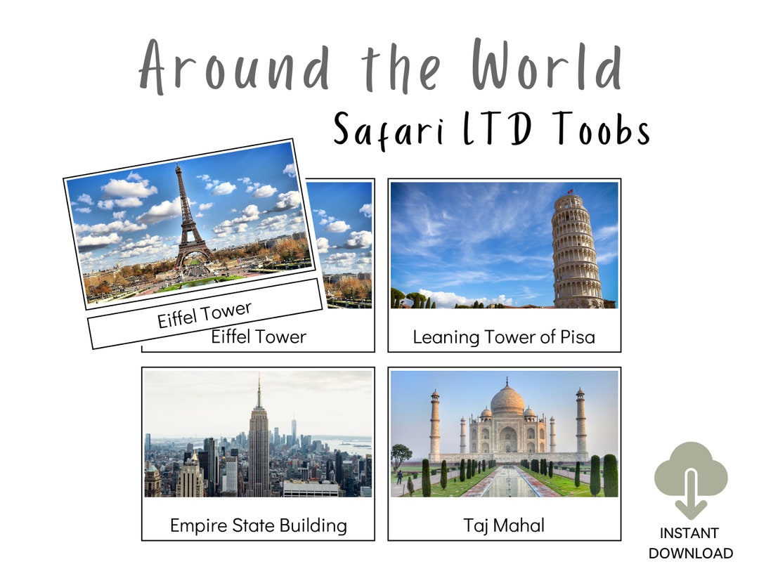 WORLD, Around the World, Montessori Three Part Cards, Safari Ltd TOOBS ...