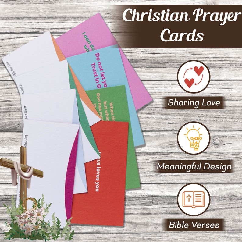 Christian Prayer Cards With Inspirational Religious Scripture Verses ...