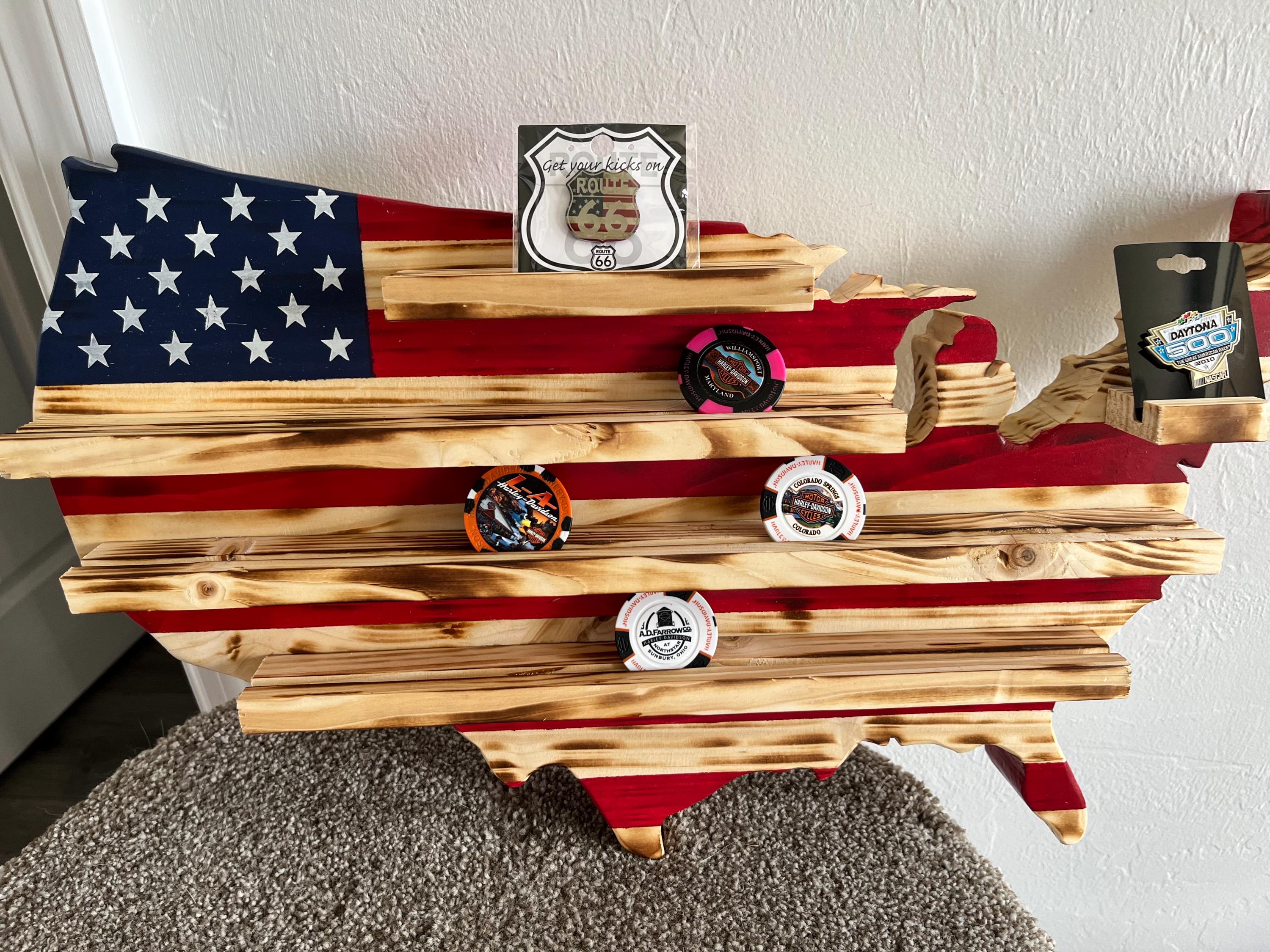 Coin, Harley Poker Chip Holder Display Wood Flag Rack - Etsy
