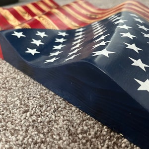 Waving Hand Carved Wood Wave United States Flag Wavy - Etsy