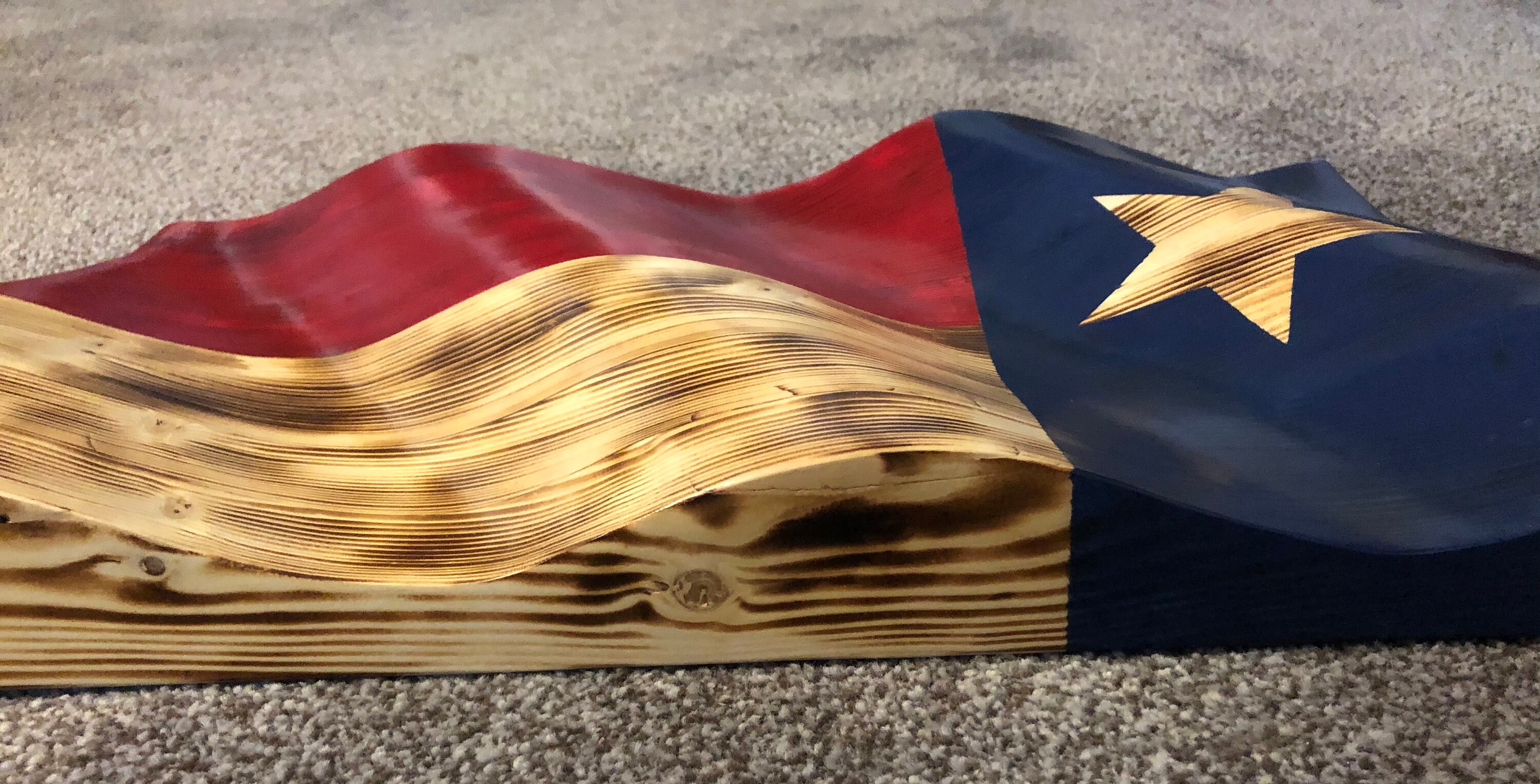 Waving Hand Carved Wavy Texas Flag Wave Wood - Etsy