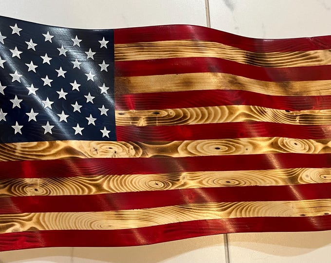 Waving Medium Hand Carved Wood USA Flag - Wave, Waving - Etsy