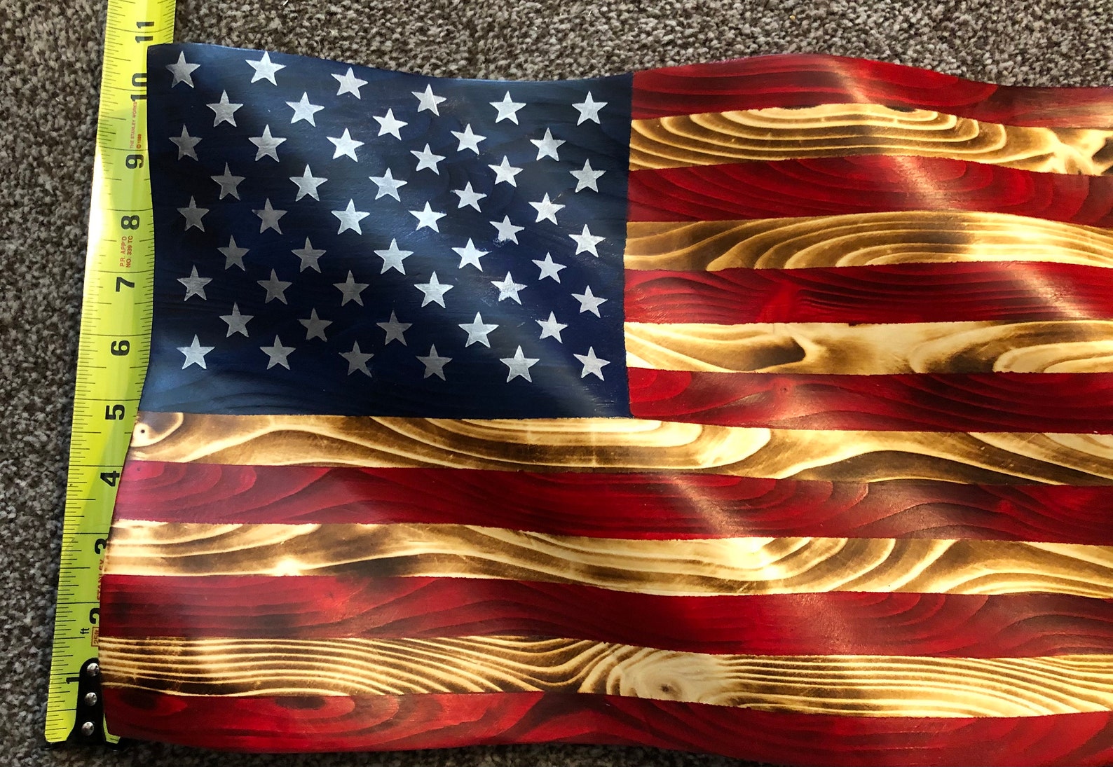 small-hand-carved-wavy-us-flag-wave-waving-wood-flag-etsy