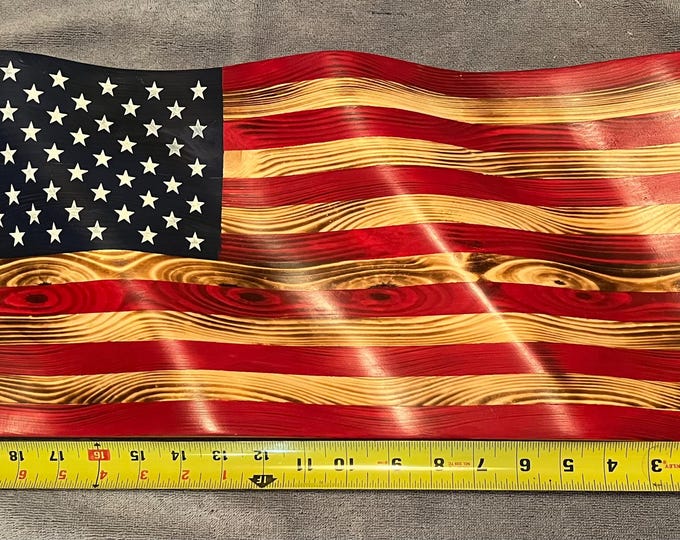 Waving Medium Hand Carved Wood USA Flag - Wave, Wavy - Etsy