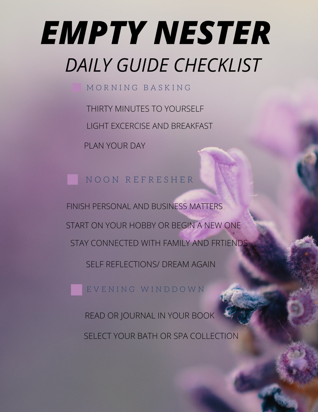 Daily Guide Checklist, Responsibility Chart, to Do List, Horizontal and ...