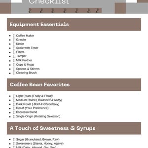 Coffee Bar Checklist - Etsy