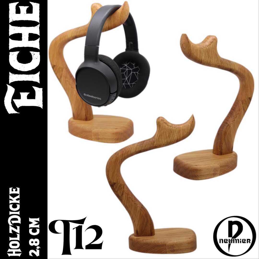 Headphone Stand T12 - Solid Wood - Handmade - Oak - Etsy