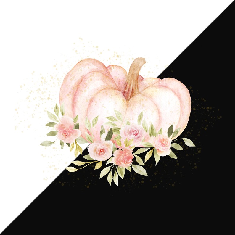 Watercolor Pink & Gold Pumpkin Clipart PNG Arrangements - Etsy