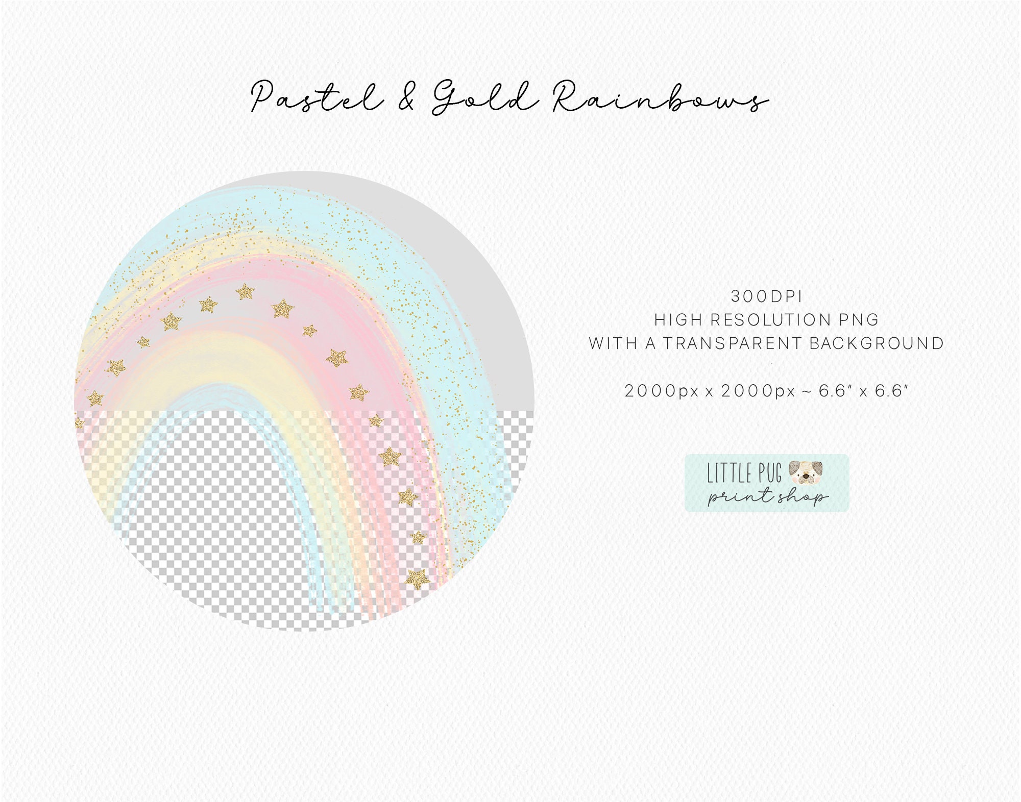 Pastel Rainbow Clipart, Instant Download, Rainbows Digital Clip Art Set ...
