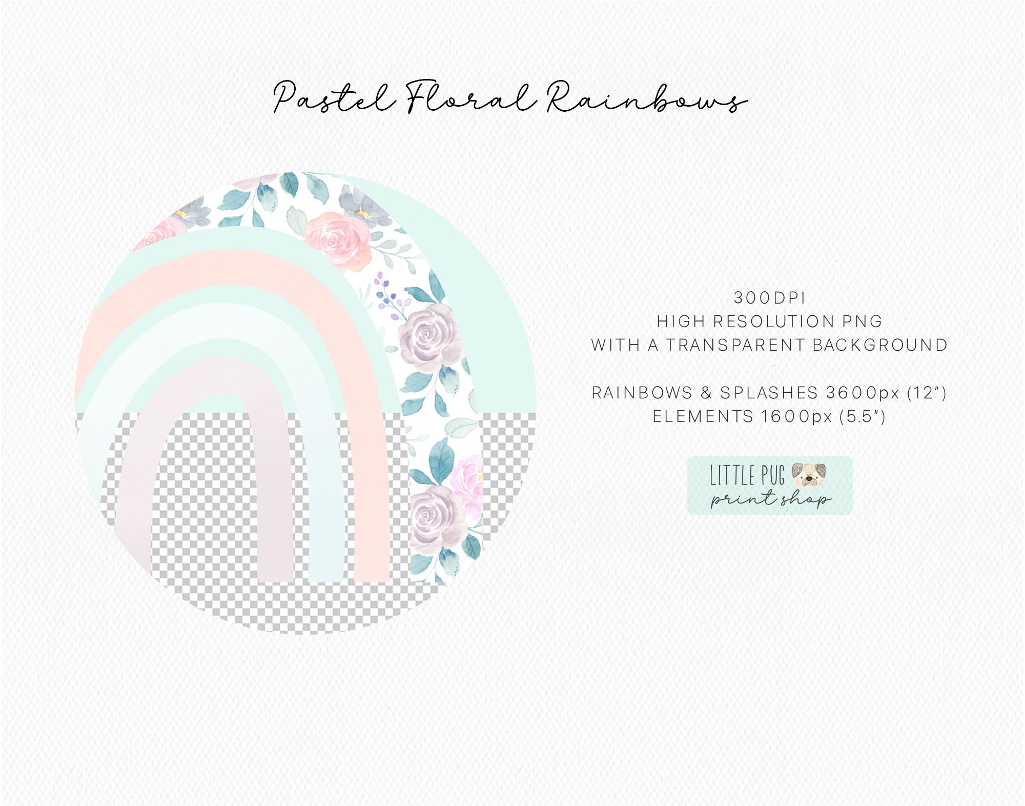 Floral Pastel Rainbow Clipart, Instant Download, Boho Rainbows Digital ...