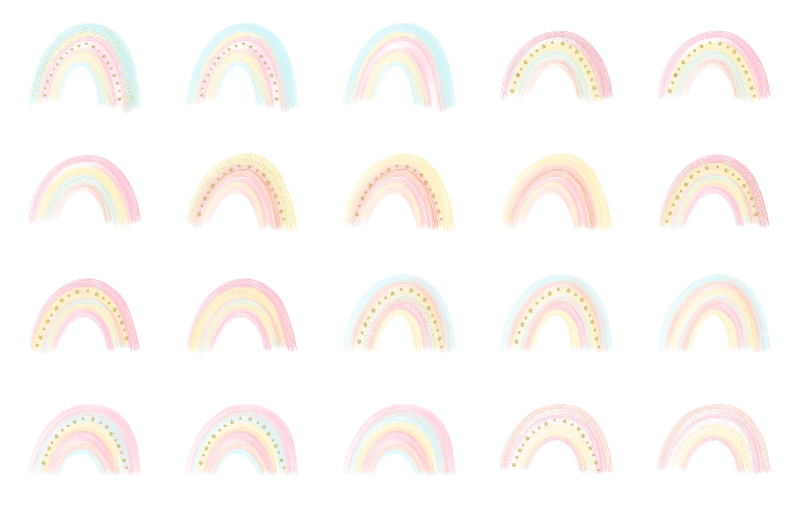 Pastel Rainbow Clipart, Instant Download, Rainbows Digital Clip Art Set ...