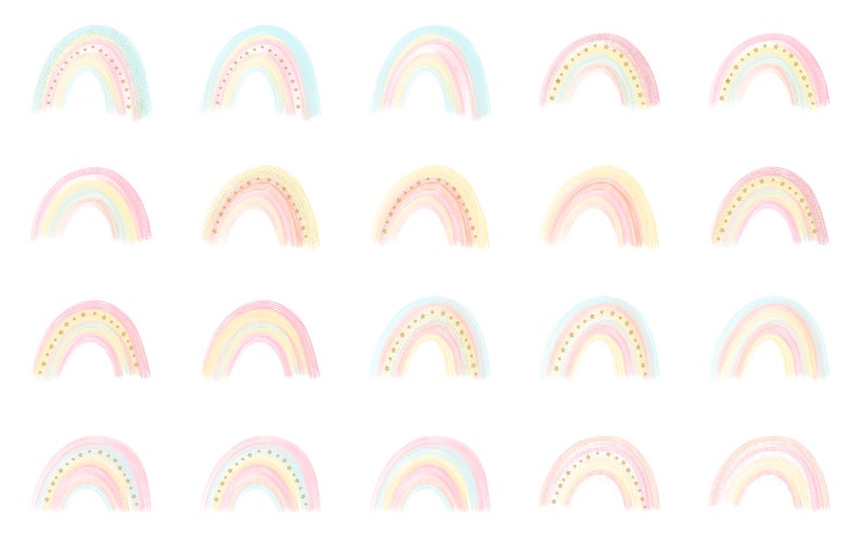 Pastel Rainbow Clipart, Instant Download, Rainbows Digital Clip Art Set ...