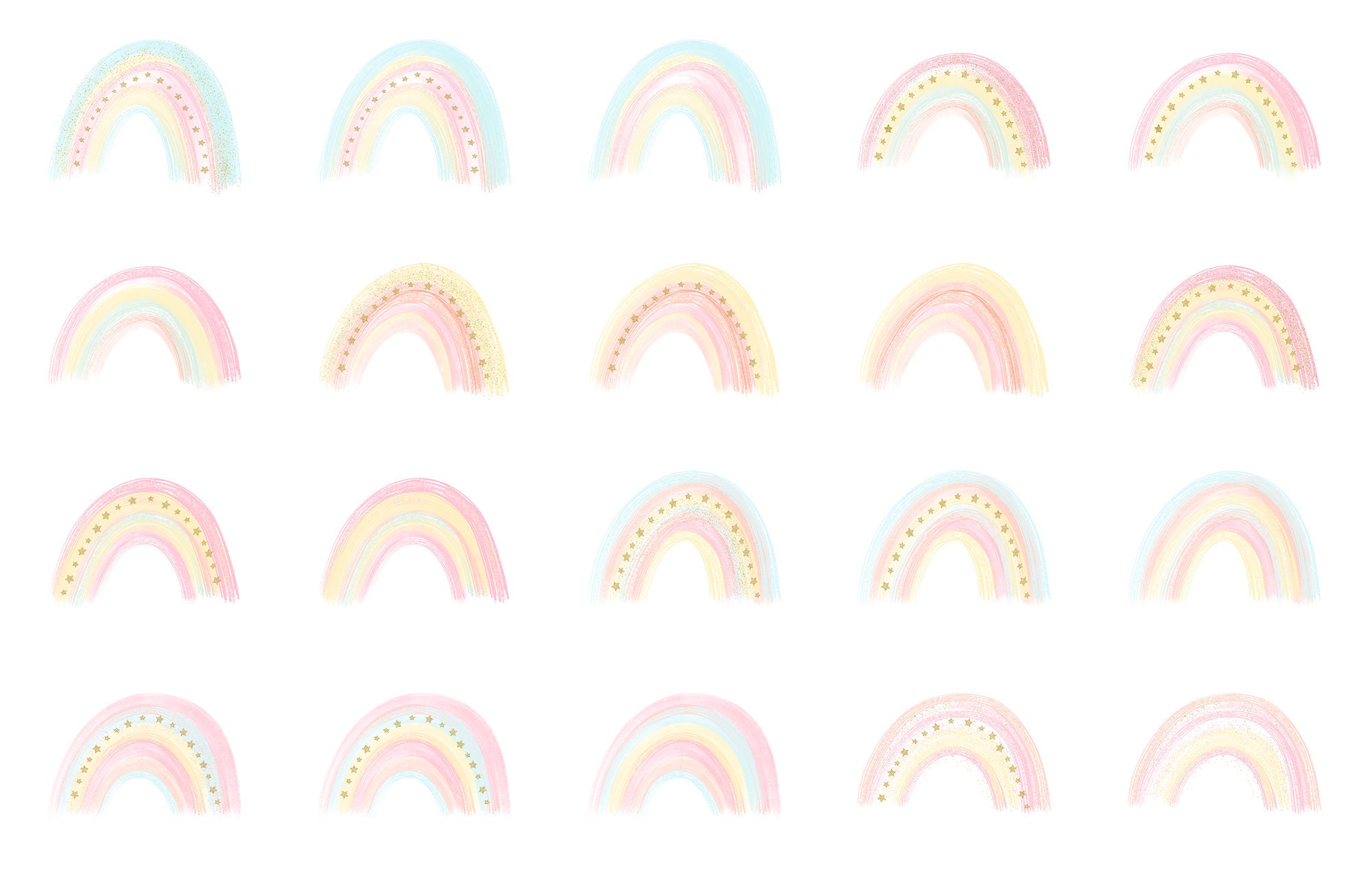 Pastel Rainbow Clipart Instant Download Rainbows Digital - Etsy