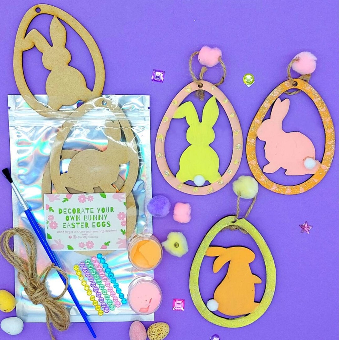 Paint Your Own Wooden Easter Bunny Hanging Decorations, Eco Friednly ...