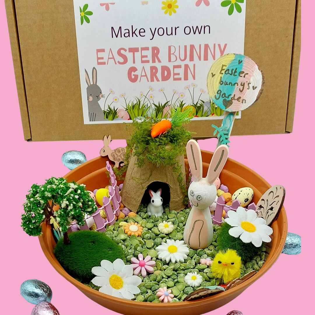 Make Your Own Easter Bunny Garden Kit,spring Sensory Kit With Wooden ...