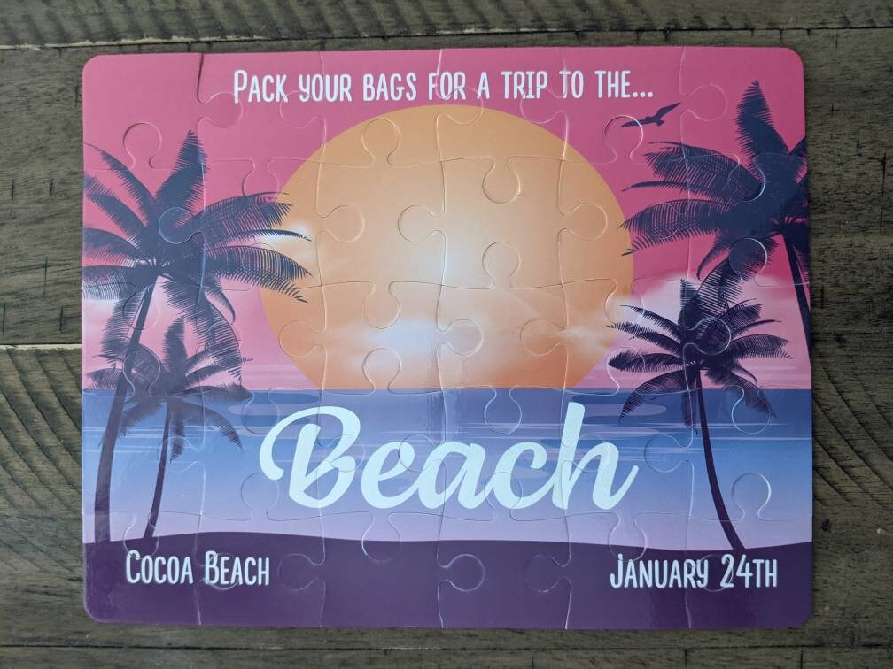 Surprise Beach Vacation Reveal Puzzle Custom Text Vacation | Etsy