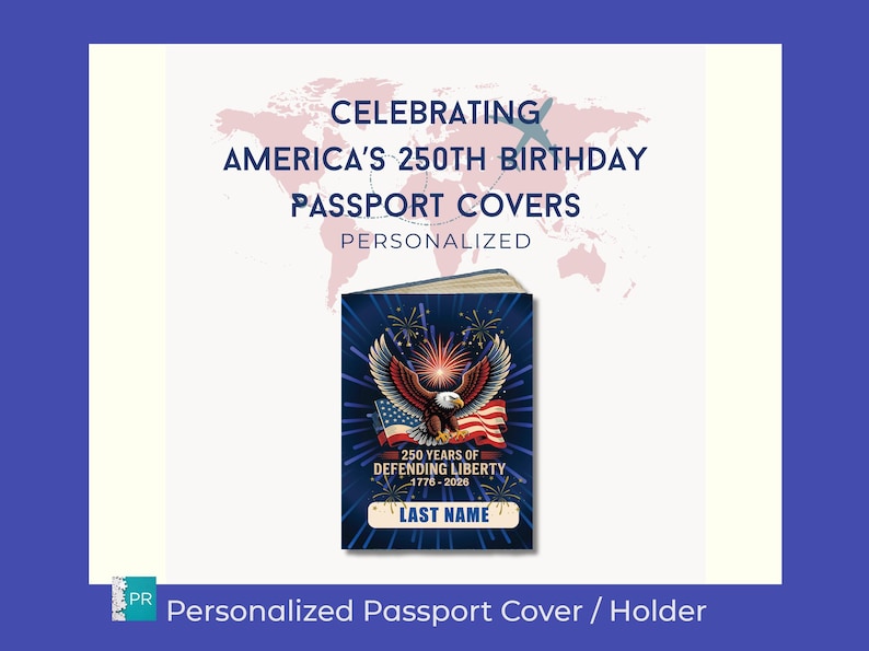 USA 250th Anniversary Passport Cover | Personalized Patriotic Luggage ...