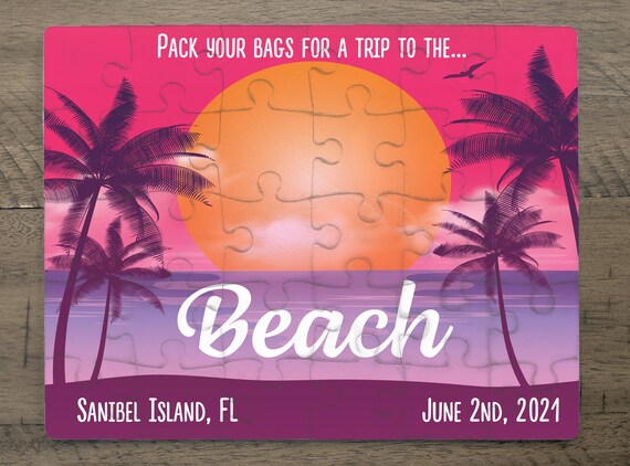 Surprise Beach Vacation Reveal Puzzle Custom Text Vacation | Etsy