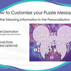 Surprise Disney Trip Reveal Puzzle, Disney Vacation Announcement Puzzle ...