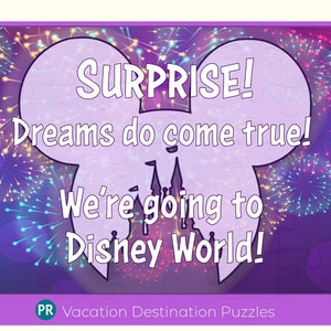 Surprise Disney Trip Reveal Puzzle, Disney Vacation Announcement Puzzle ...