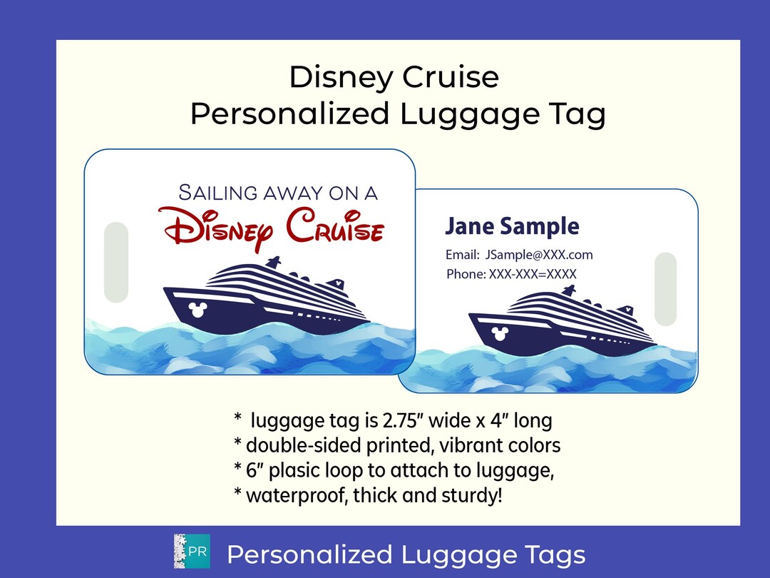Personalized Disney Cruise Luggage Finder Tags, Custom Text, Bag ...