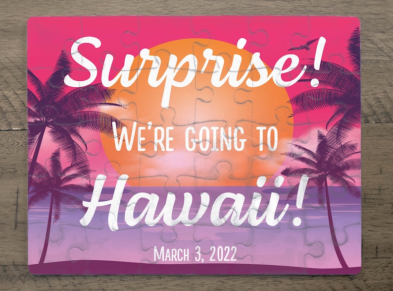 Surprise Beach Vacation Reveal Puzzle Custom Text Vacation - Etsy