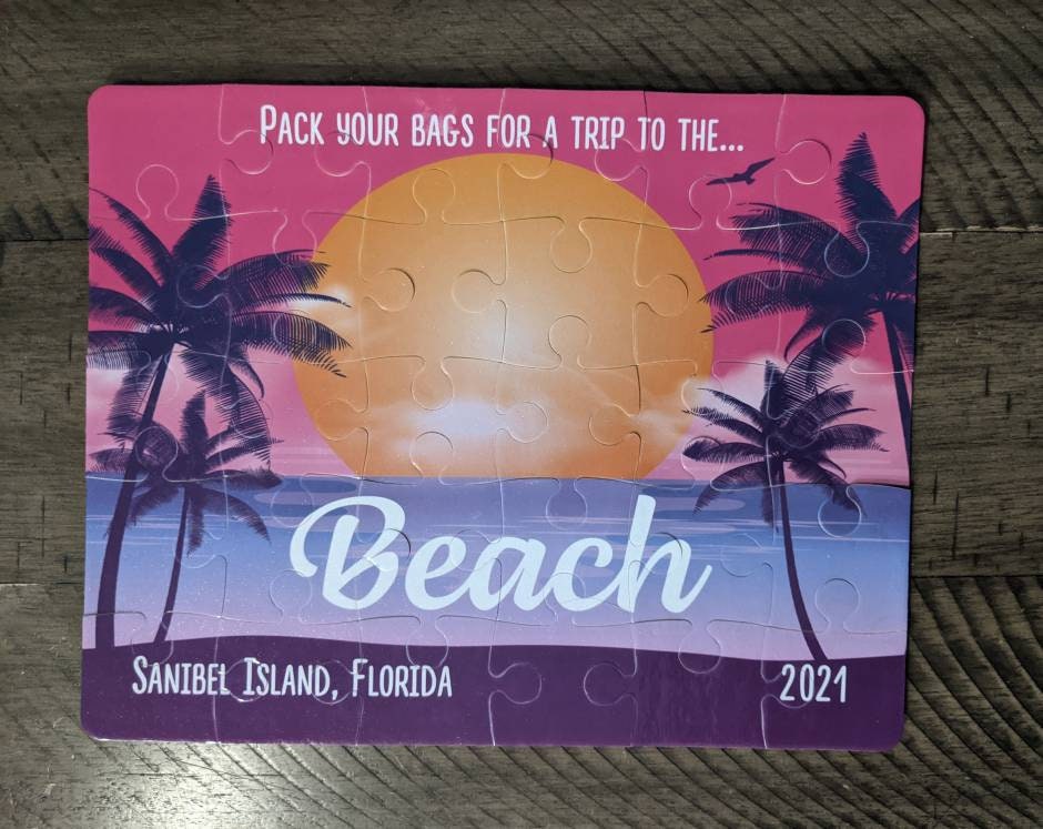 Surprise Beach Vacation Reveal Puzzle Custom Text Vacation | Etsy