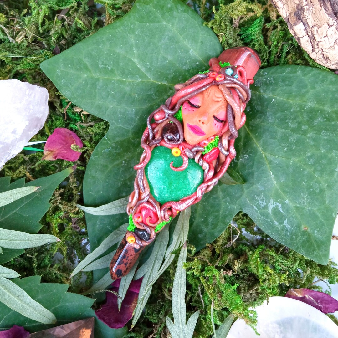 Magic Pendant Goddess Gaia Mother Earth Magic Wand Cosmic - Etsy