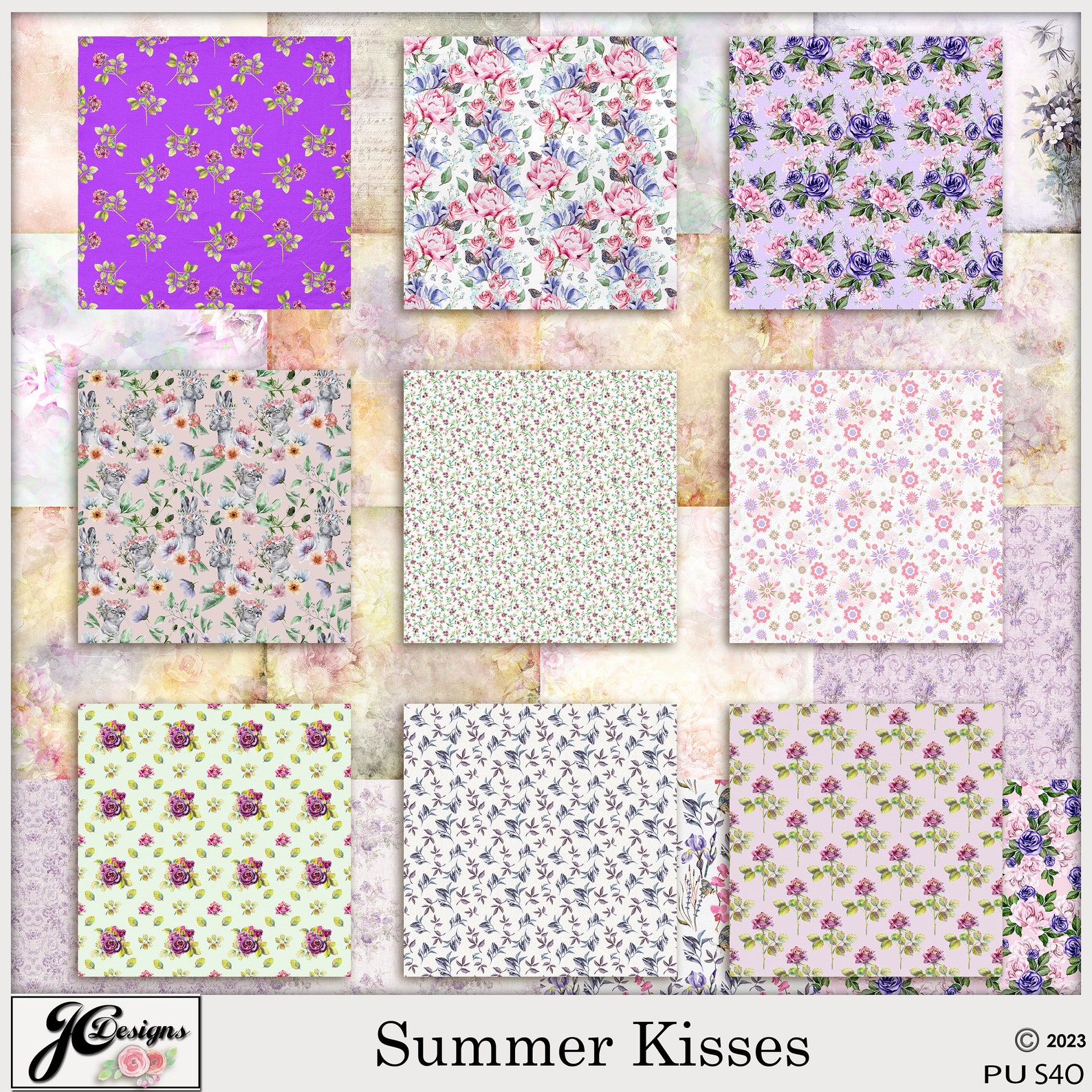 Digital Scrapbook Kit, Summer Kisses, 12x12, 300dpi, Digital Scrapbook ...