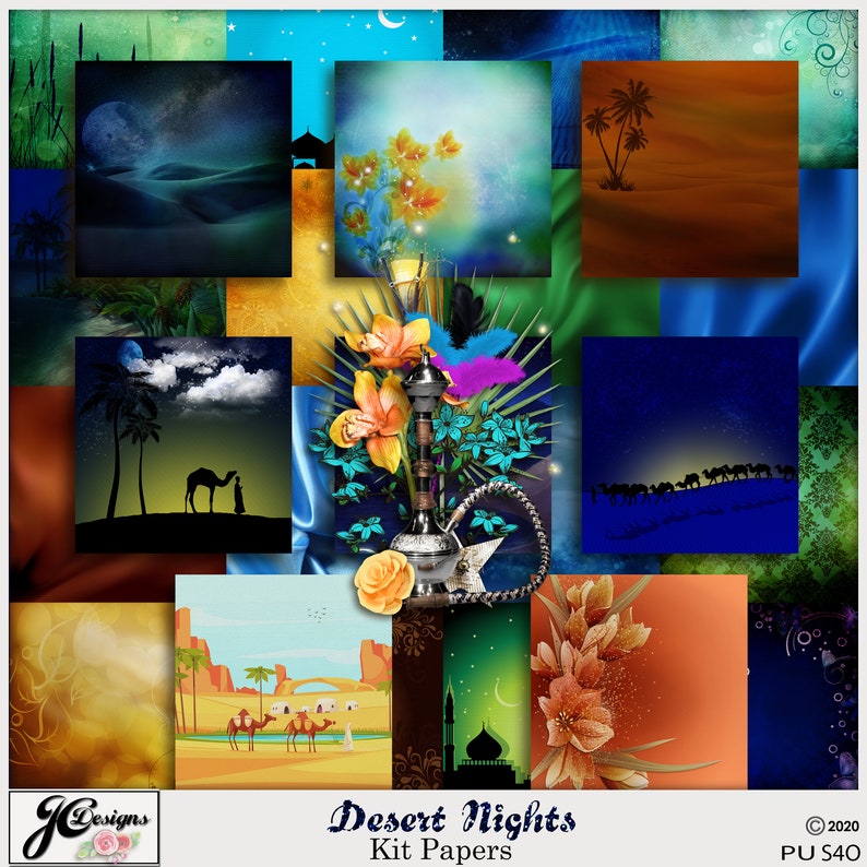 Digital Scrapbook Kit, Desert Nights, 12x12, 300dpi, Digital Scrapbook ...