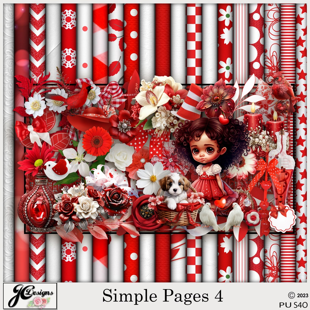 Digital Scrapbook Kit, Simple Pages 4, 12x12, 300dpi, Digital Scrapbook ...