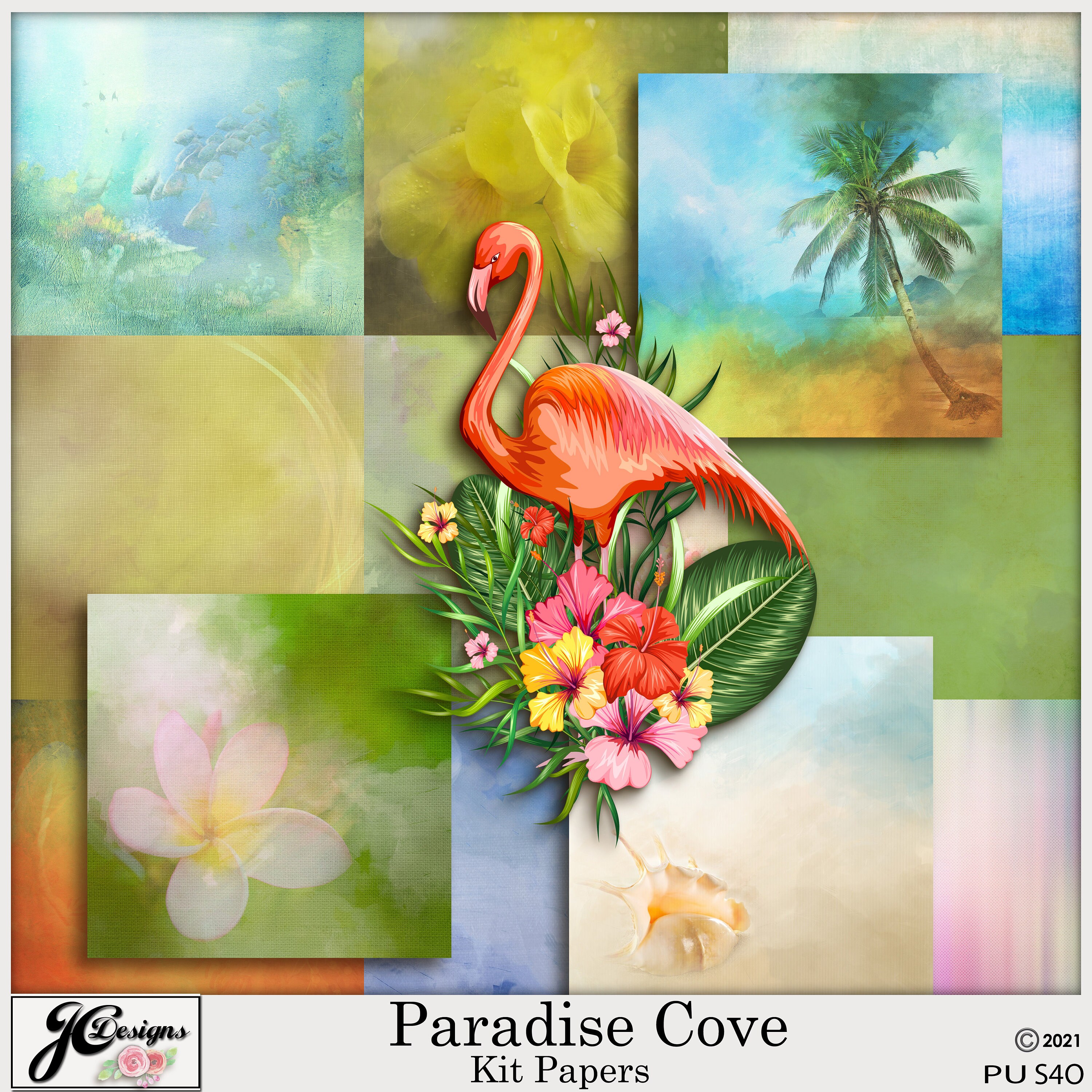 Digital Scrapbook Kit, Paradise Cove, 12x12, 300dpi, Digital Scrapbook ...