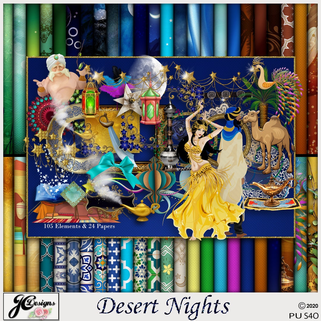Digital Scrapbook Kit, Desert Nights, 12x12, 300dpi, Digital Scrapbook ...