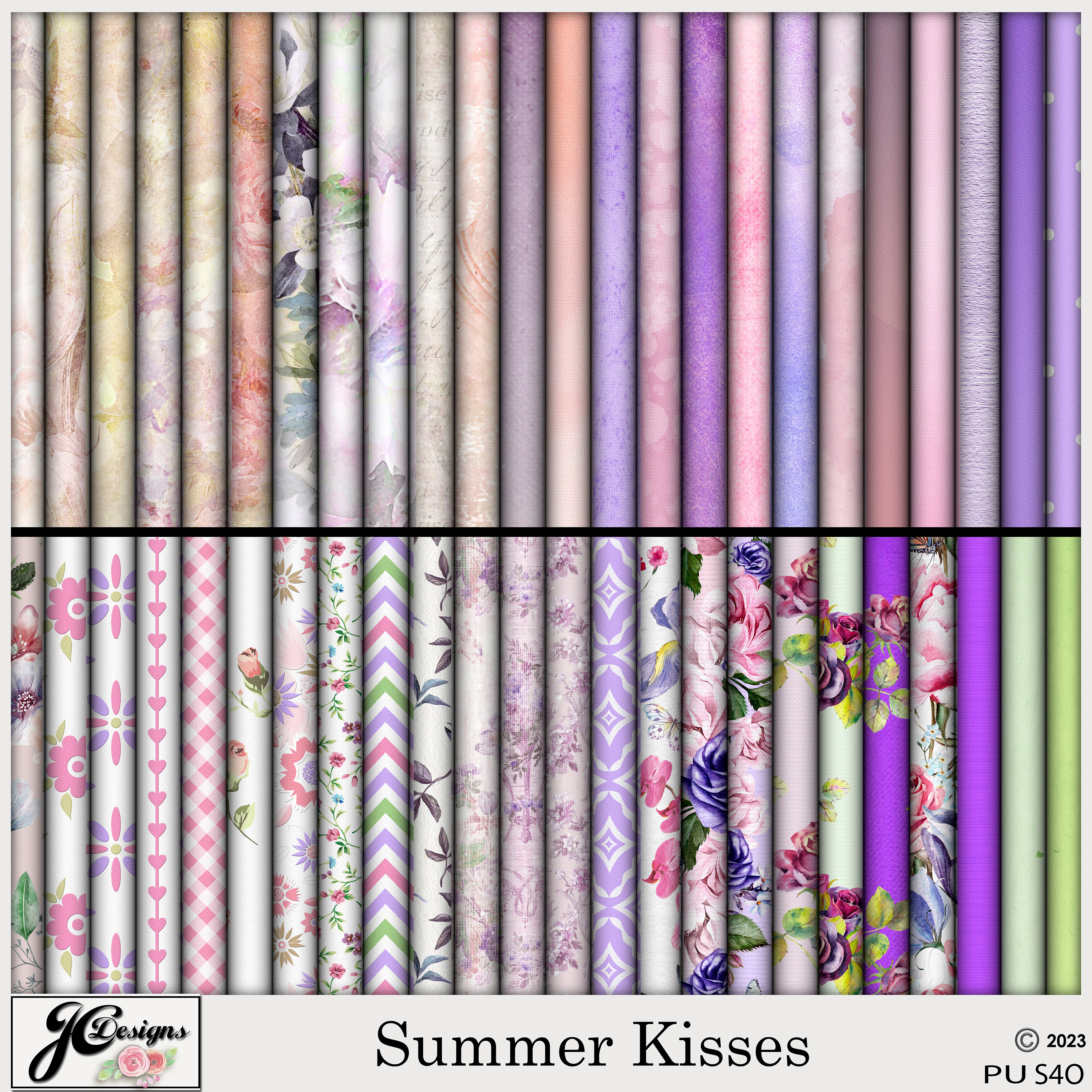 Digital Scrapbook Kit, Summer Kisses, 12x12, 300dpi, Digital Scrapbook ...