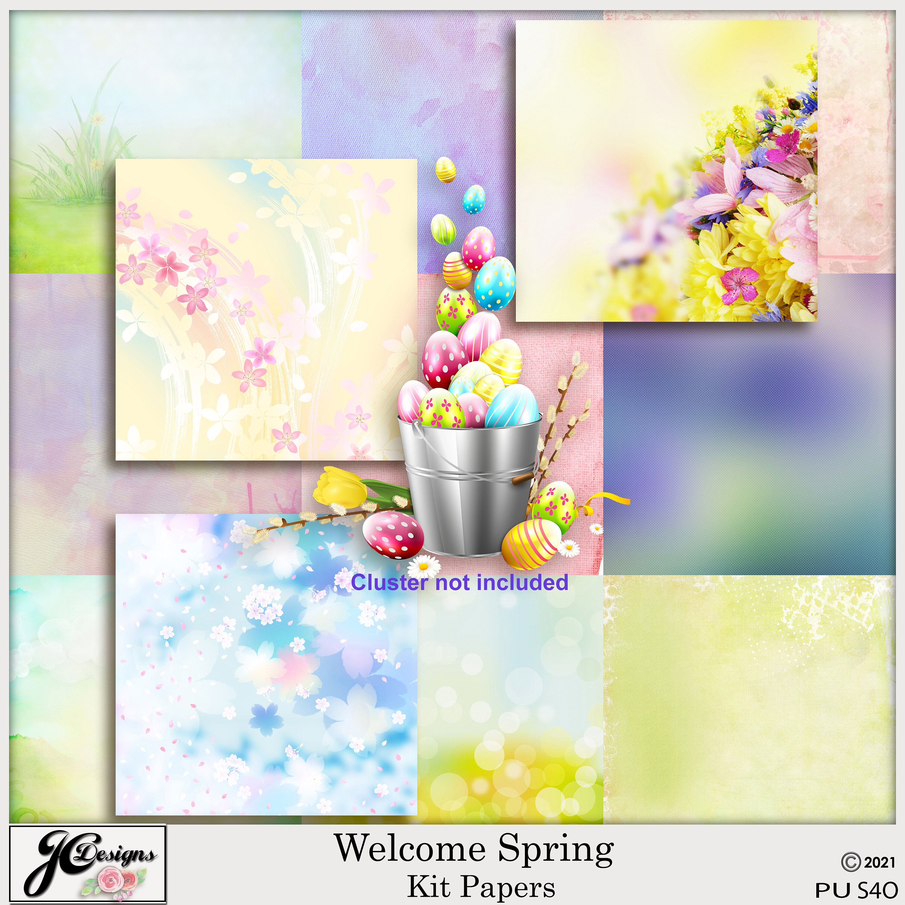 Digital Scrapbook Kit, Welcome Spring, 12x12, 300dpi, Digital Scrapbook ...