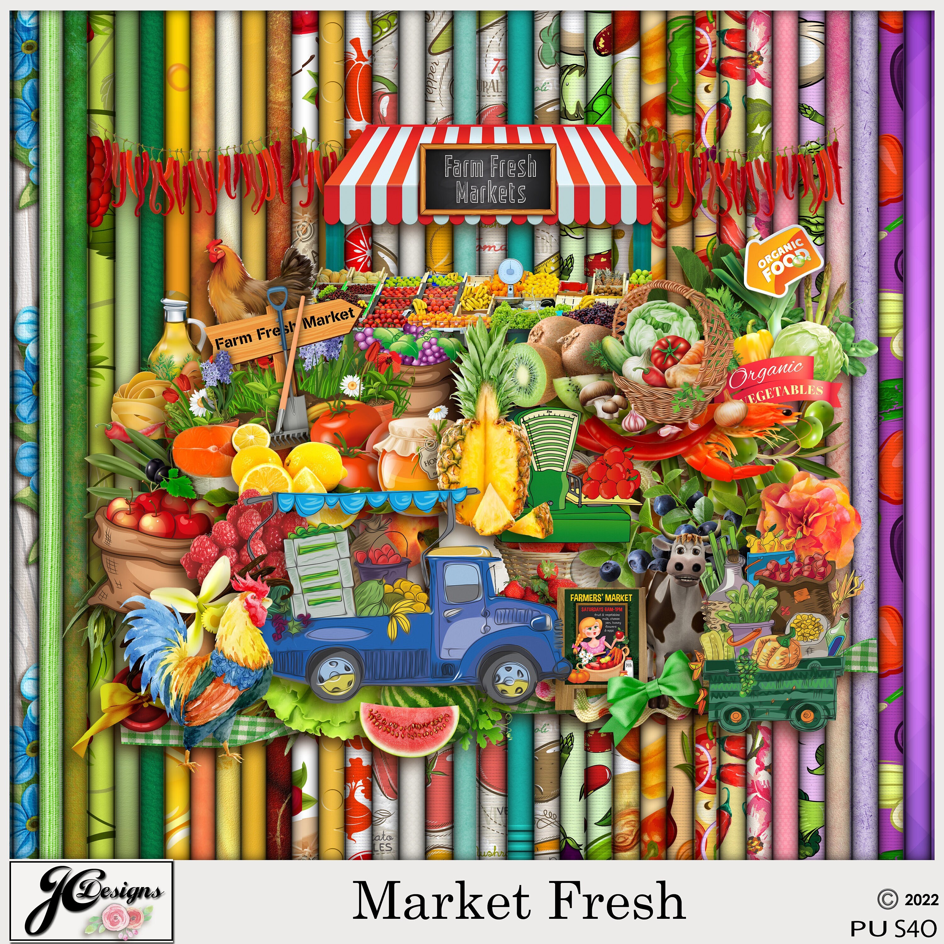 Digital Scrapbook Kit, Market Fresh - Etsy