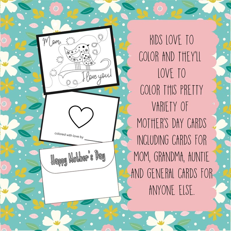 Mothers Day Cards - Coloring Printable Mom Card With Envelope Template ...