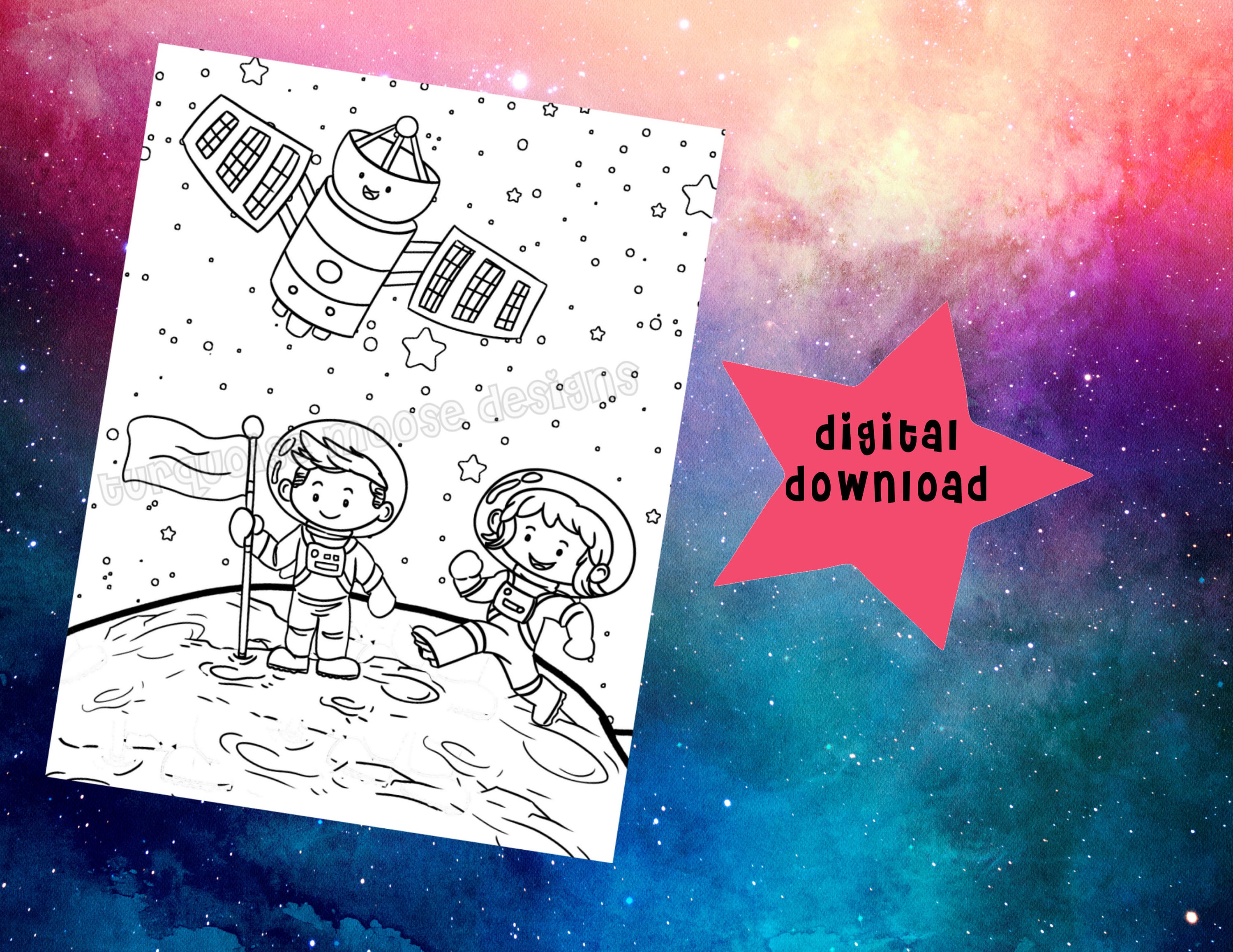 Astronauts in Outer Space Coloring Pages Printable Pages to Color ...