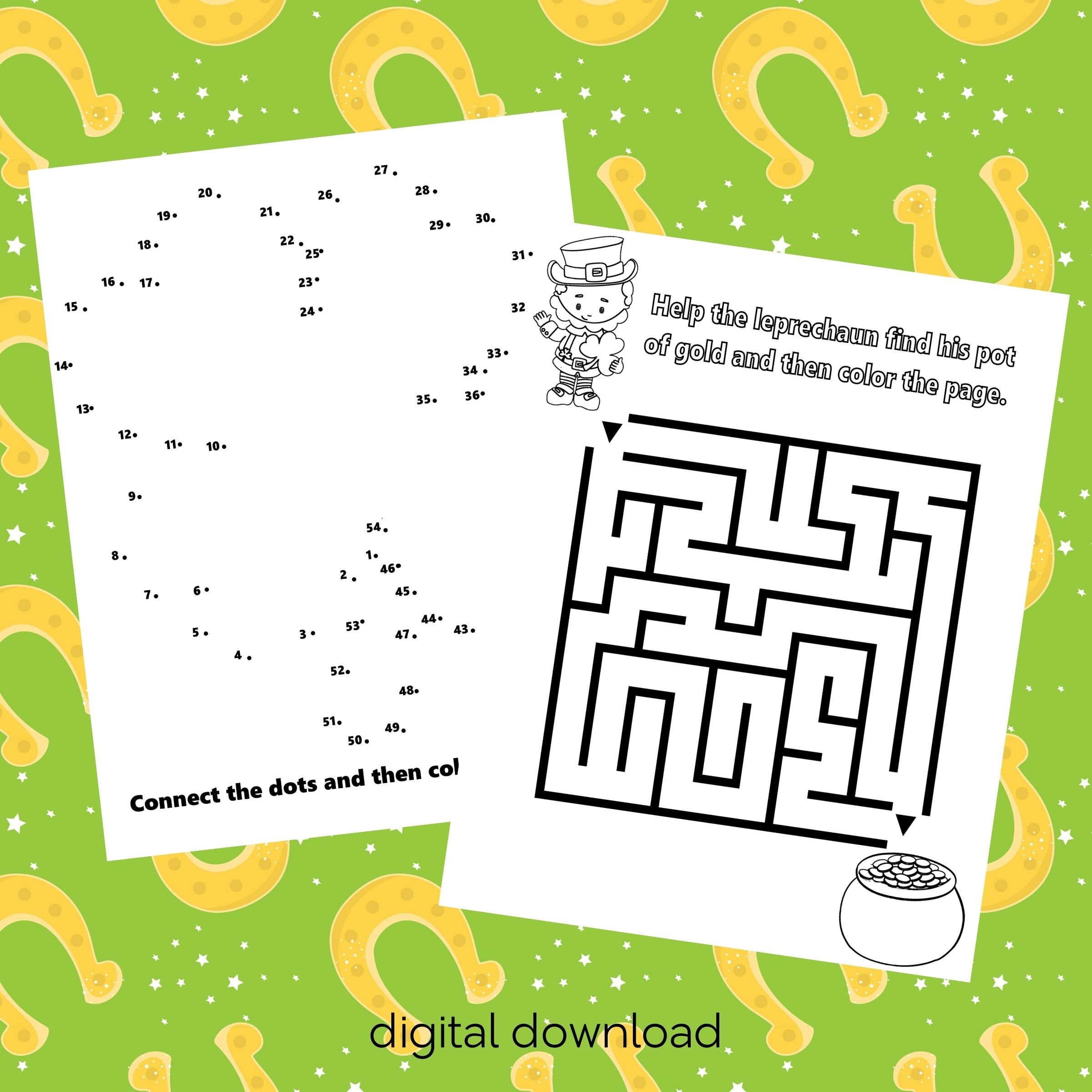 St Patricks Day Coloring Activity Pages for Kids - Etsy