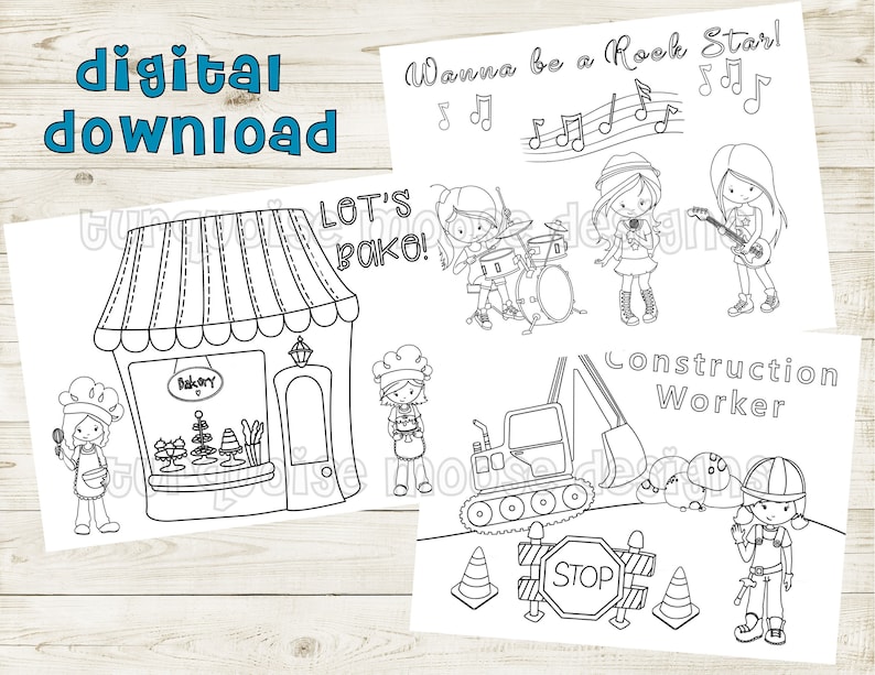 When I Grow up Coloring Pages Printable Pages to Color Digital Download ...